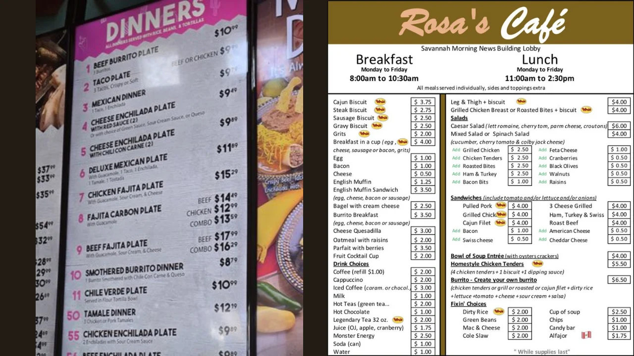 Rosas Cafe Menu