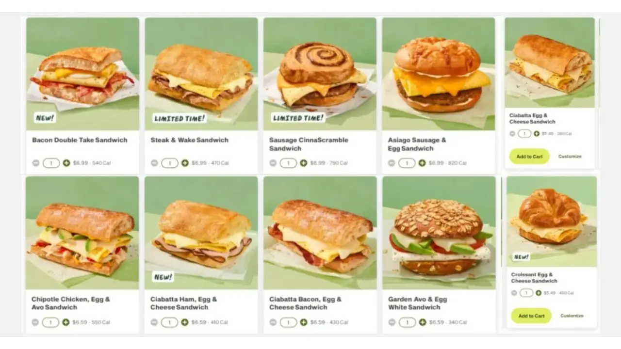 Panera Bread Breakfast Menu