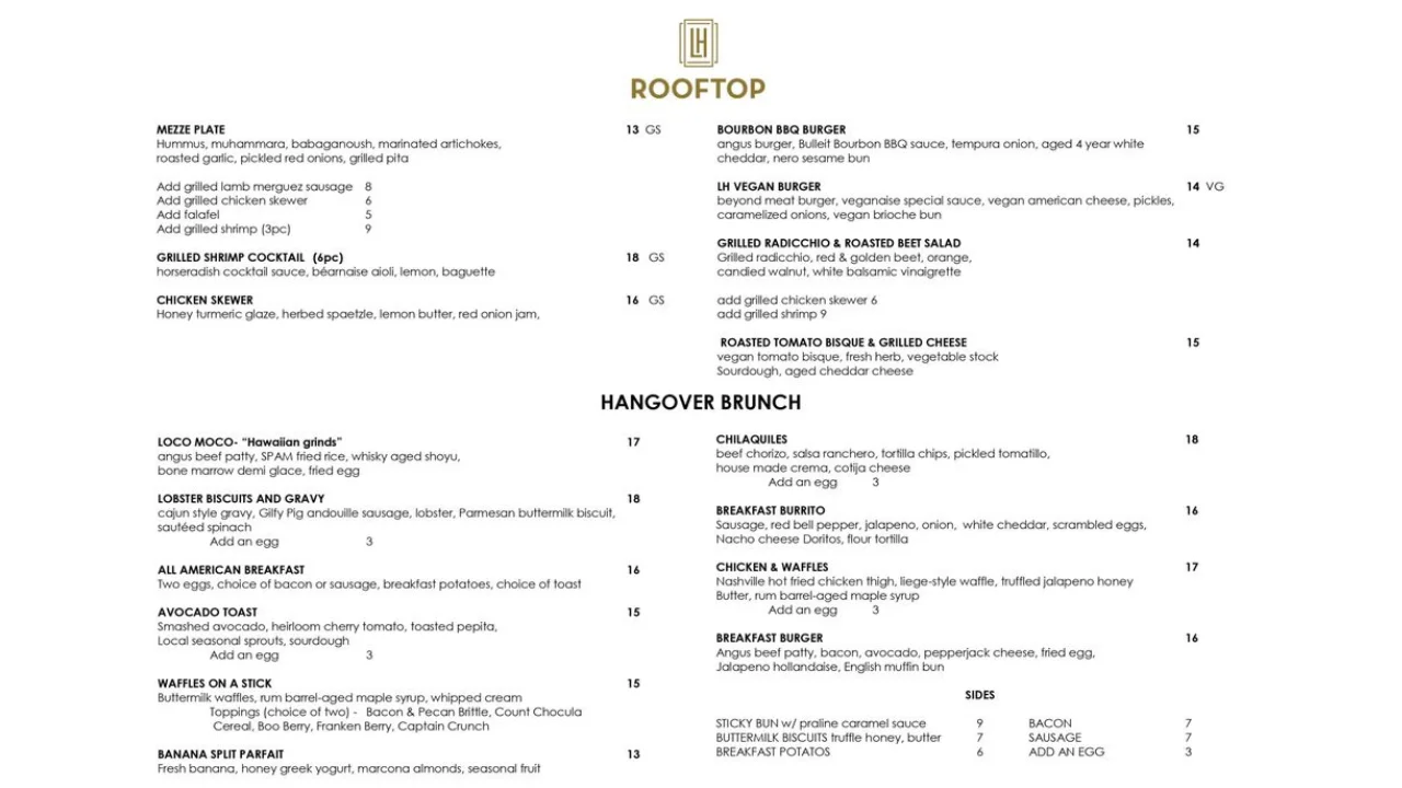 LH Rooftop Menu
